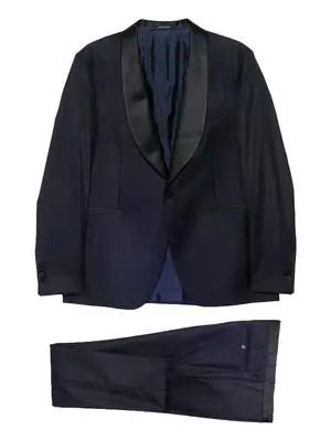Tagliatore Satin-trim Shawl-lapel Suit - Blue