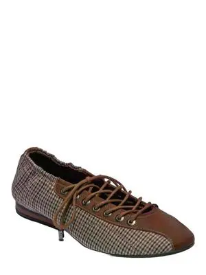 Bernardo Billie Checked Lace-up Flats - Brown