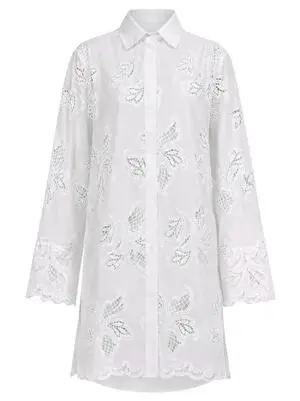CISSA Broderie Anglaise Shirt Dress - White