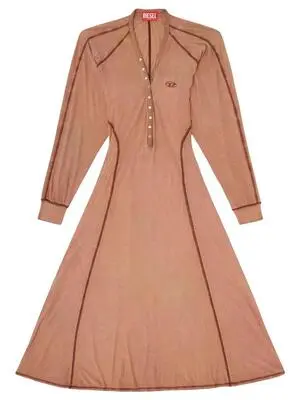 DIESEL® Midi Dress With Batwing Sleeves And V-neckline - Brown