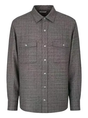 Agnona Check-pattern Wool-blend Shirt - Grey