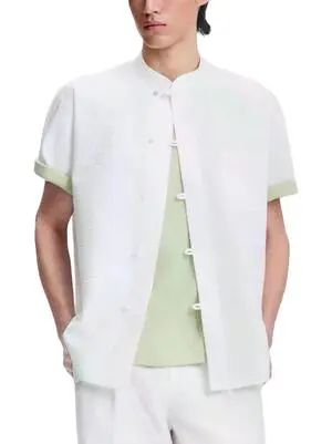 Shanghai Tang Seersucker Frog-fastening Shirt - White