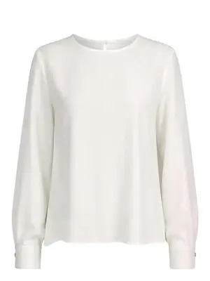 Dusan Button-cuff Slit-back Blouse - White