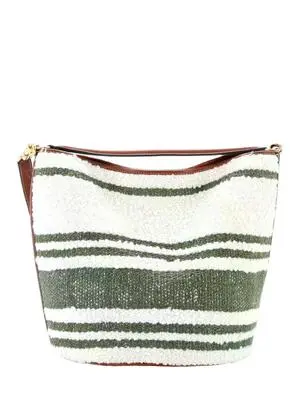 Celine Canvas And Leather Bucket Bag - Green