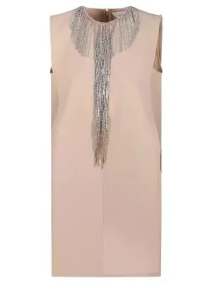 Sportmax Sportmax Sleeveless Mini Dress With Crystal Fringe Neutrals