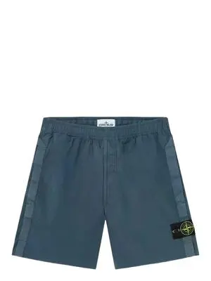 Stone Island Logo Patch Cotton Shorts - Blue