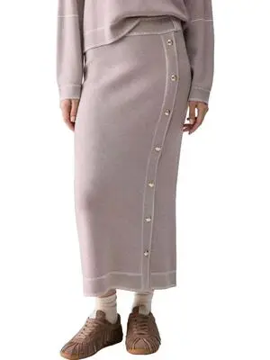 Liu Jo Midi Skirt In Silk Blend - Neutrals