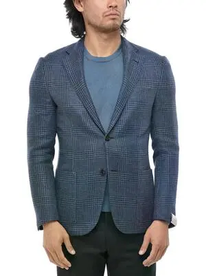 Corneliani Check-pattern Single-breasted Blazer - Blue