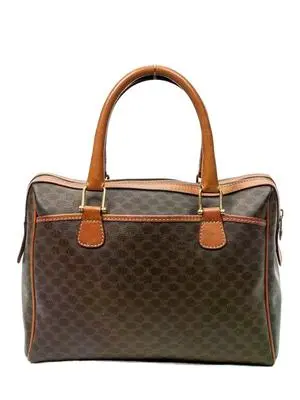 Celine Small Macadam Leather-trim Tote Bag - Brown