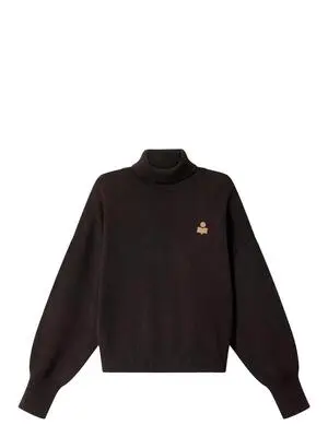 MARANT ETOILE Logo-embroidered Oversized Roll Neck Sweater - Brown