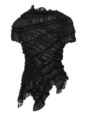 MAGDA BUTRYM Magda Butrym Ruffled Ruched Asymmetrical High Neck Blouse