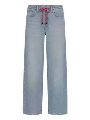 Rag & Bone Miramar Denim-print Wide-leg Trousers - Blue