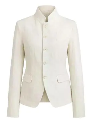 FORME D'EXPRESSION Cream White Slub Texture Cropped Single-breasted Jacket - Neutrals
