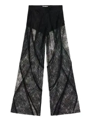 Blumarine Patchwork Lace Wide Leg Trousers - Black