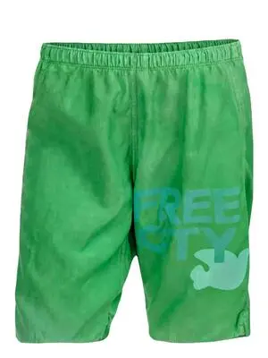 FREECITY Logo-print Elasticated Shorts - Green