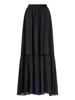 JACOB LEE Tiered Silk-chiffon Maxi Skirt - Black