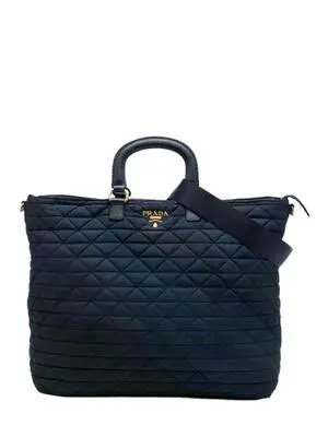 Prada Quilted Tessuto Padded Satchel - Blue