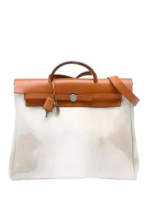 Hermès 2001 Toile Herbag Zip 39 Satchel Neutrals