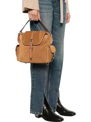 TOD'S Tod's T Timeless Suede Backpack Brown