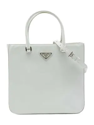 Prada 2013-2026 Medium Spazzolato Leather Satchel - White