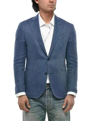 Corneliani Herringbone-pattern Blazer - Blue