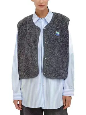 American Vintage Reversible Faux Shearling Gilet - Grey