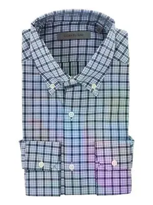 Corneliani Checked Button-down Shirt - Blue