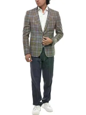 Corneliani Checked Single-breasted Blazer - Brown