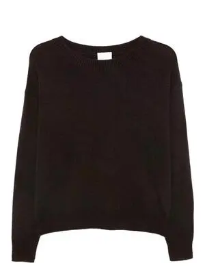 ALLUDE Long-sleeve Ribbed Trim Sweater - Brown