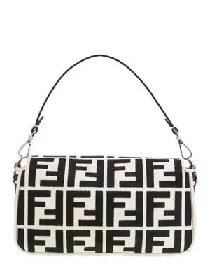 Fendi Baguette Logo-print Canvas Shoulder Bag - White