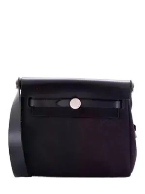 Hermès Herbag Zip Toile And Leather 20 Shoulder Bag - Black