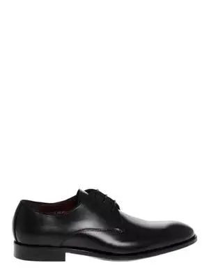 Corneliani Polished Leather Derby Shoes - Black