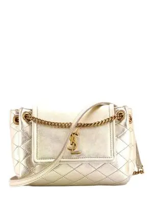 Saint Laurent Nolita Satchel Quilted Leather Mini Crossbody Bag - Gold