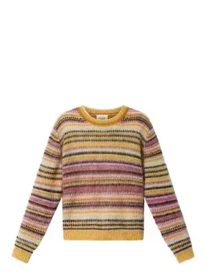 MARANT ETOILE Striped Brushed-knit Jumper - Yellow