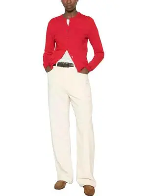 Eric Bompard Crew Neck Button-up Cardigan - Red