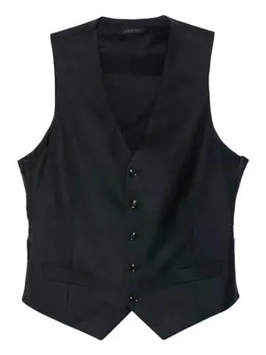Giorgio Armani V-neck Wool Waistcoat - Black