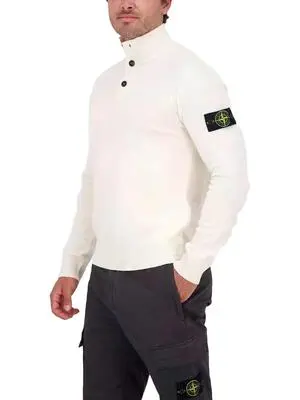 Stone Island Logo-patch Button-up Jumper - Neutrals
