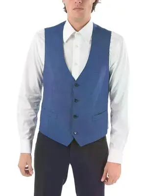 Corneliani Academy Martingale Wool Waistcoat - Blue