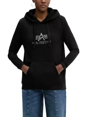 Alpha Industries Logo Print Hoodie - Black
