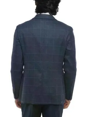 Corneliani Checked Single-breasted Blazer - Blue