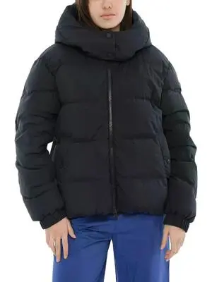 Woolrich Quilted Hooded Jacket With Drawstring Waist - Black