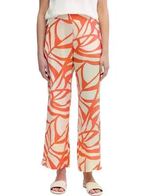 Lola Casademunt Leaf Print Straight-leg Trousers - Orange