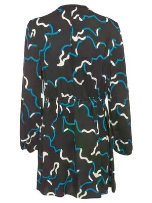 Diane Von Furstenberg Abstract Print Stretch Crepe Mini Dress - Black