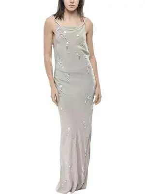 Bernadette Sequin-embellished Pearl-strap Maxi Dress - Grey