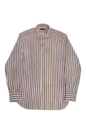 Corneliani Striped French-collar Shirt - Brown