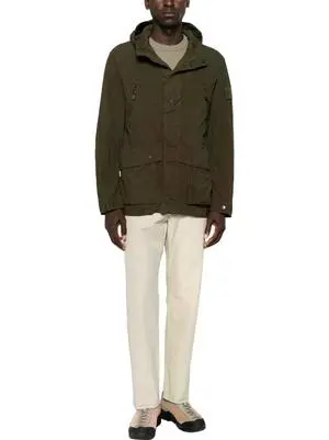 Stone Island Hooded Logo-patch Jacket - Green