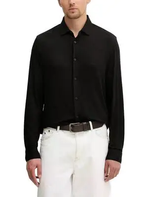 Armani Exchange Logo-embroidered Long-sleeve Shirt - Black