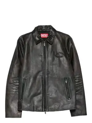 DIESEL® Oval D Leather Jacket - Black