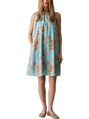 Marc O'polo Floral Print Tie-fastening Mini Dress - Blue