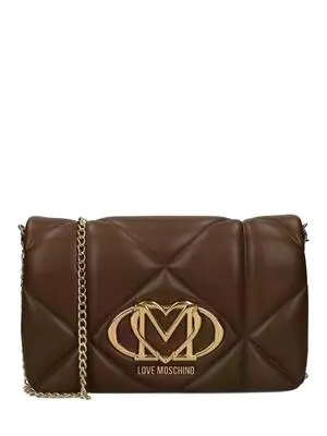 Moschino Logo-appliqué Quilted Crossbody Bag - Brown